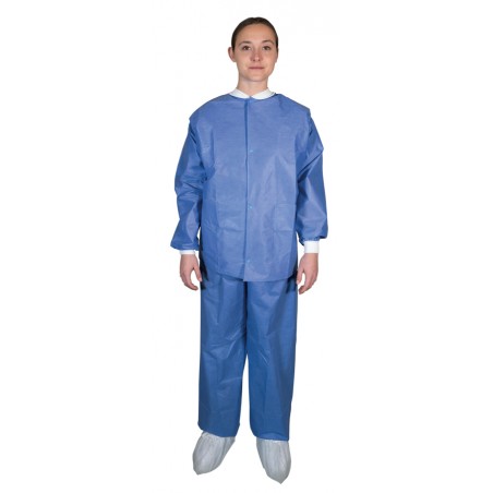 50 Blouson de bloc à usage unique, PP non tissé, sans poche, fermeture pression